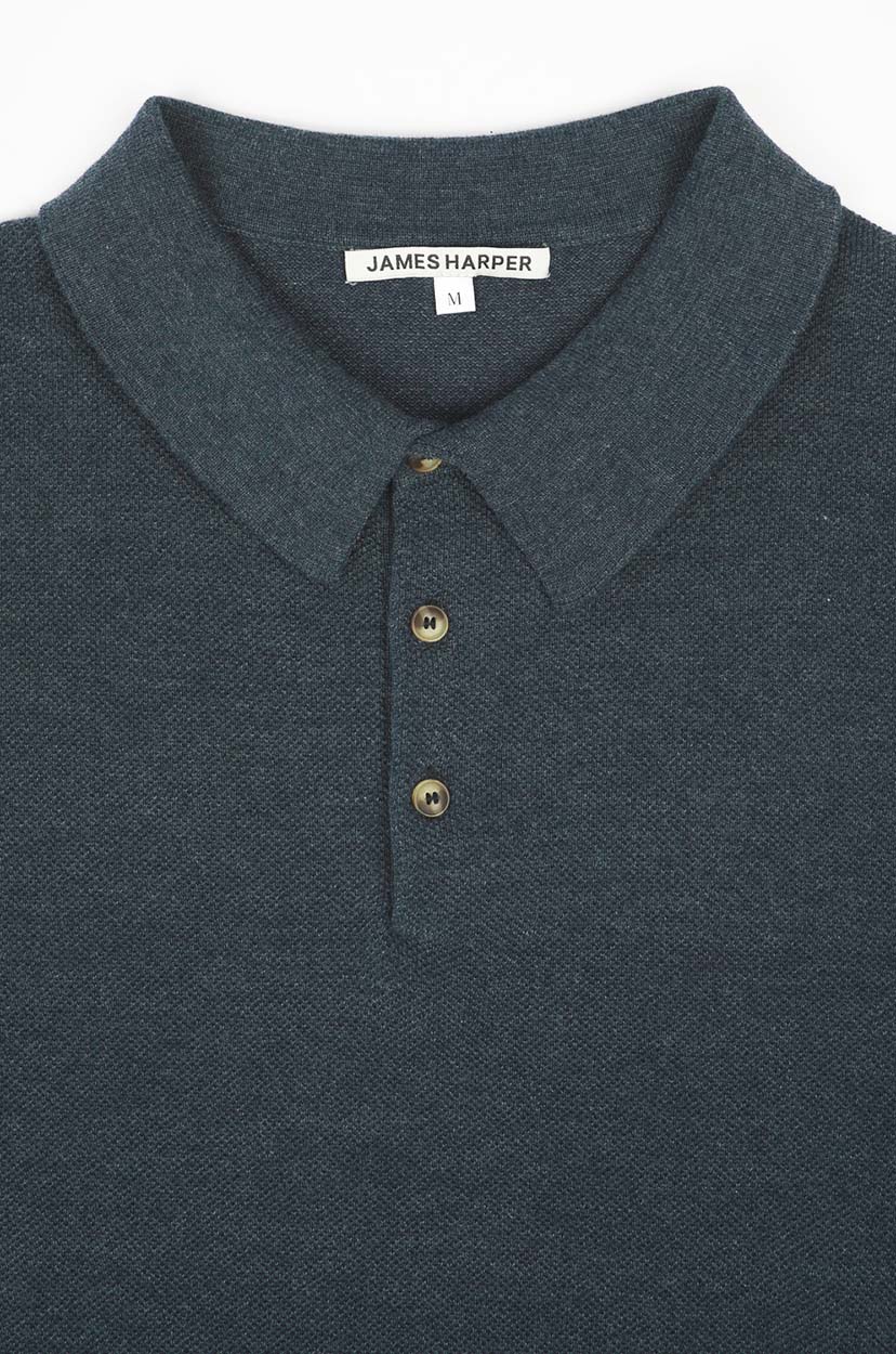 NAVY KNIT POLO SHIRT – JAMES HARPER – thegentrymenswear