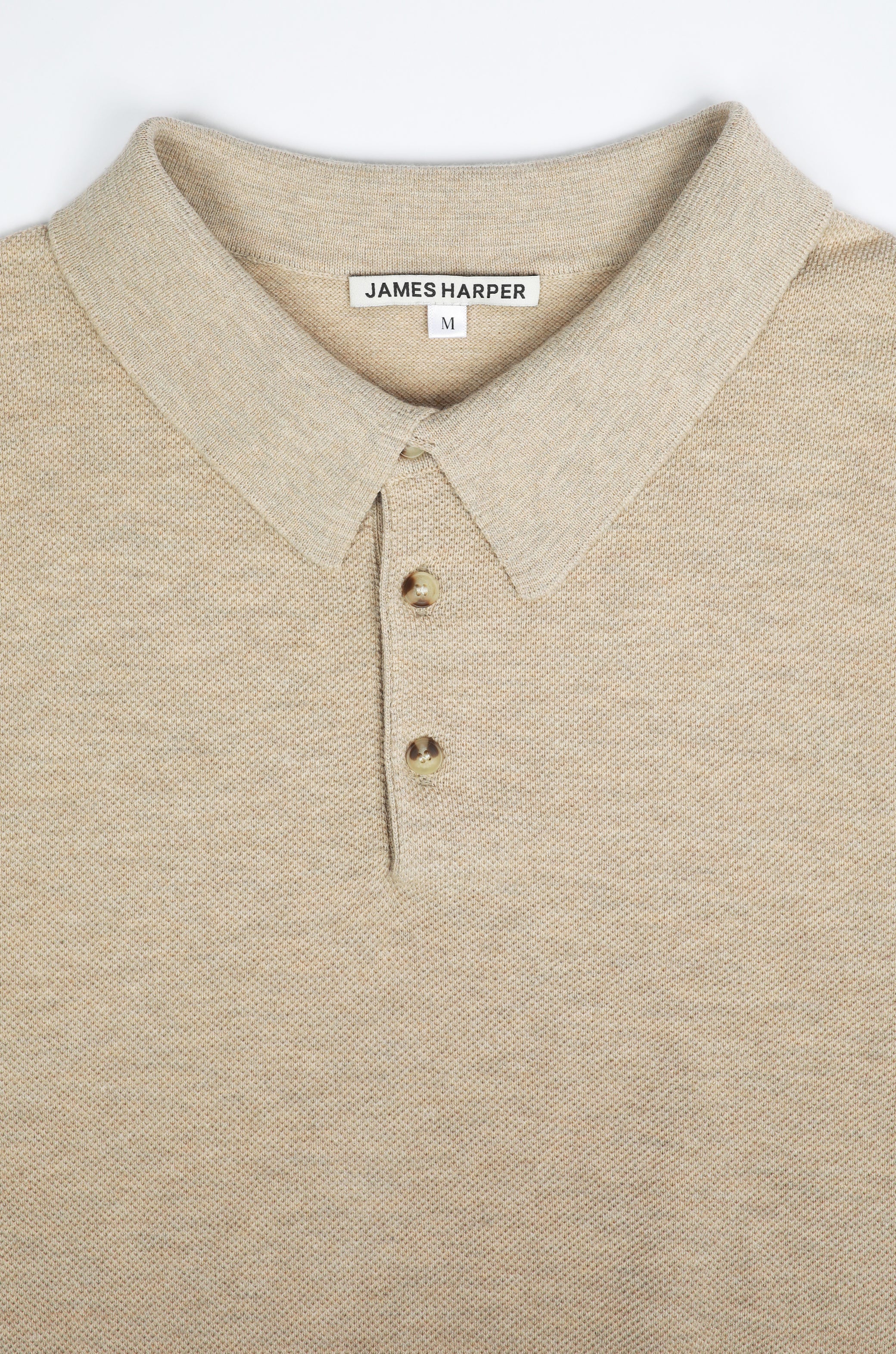 WHEAT KNIT POLO SHIRT – JAMES HARPER – thegentrymenswear
